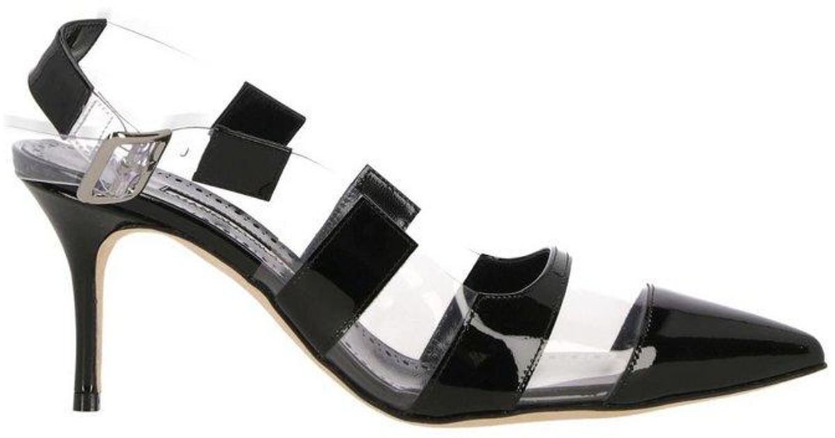 Manolo Blahnik Uxra Pointed-Toe Slingback Pumps in Black | Lyst