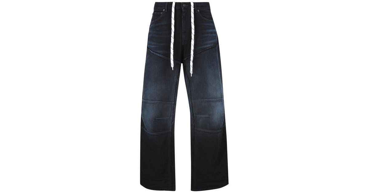 Balenciaga Double Knee Distressed Drawstring Jeans in Blue for Men | Lyst