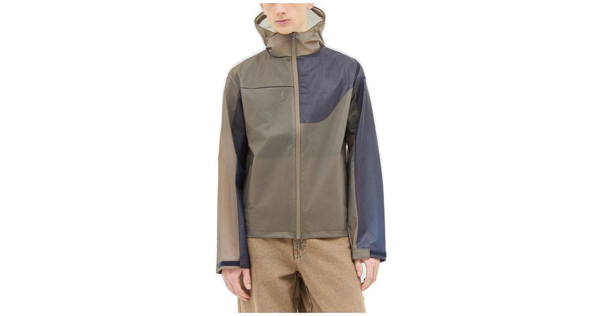 Dime Panelled Zip-Up Hooded Tech Jacket in Grey for Men | Lyst UK