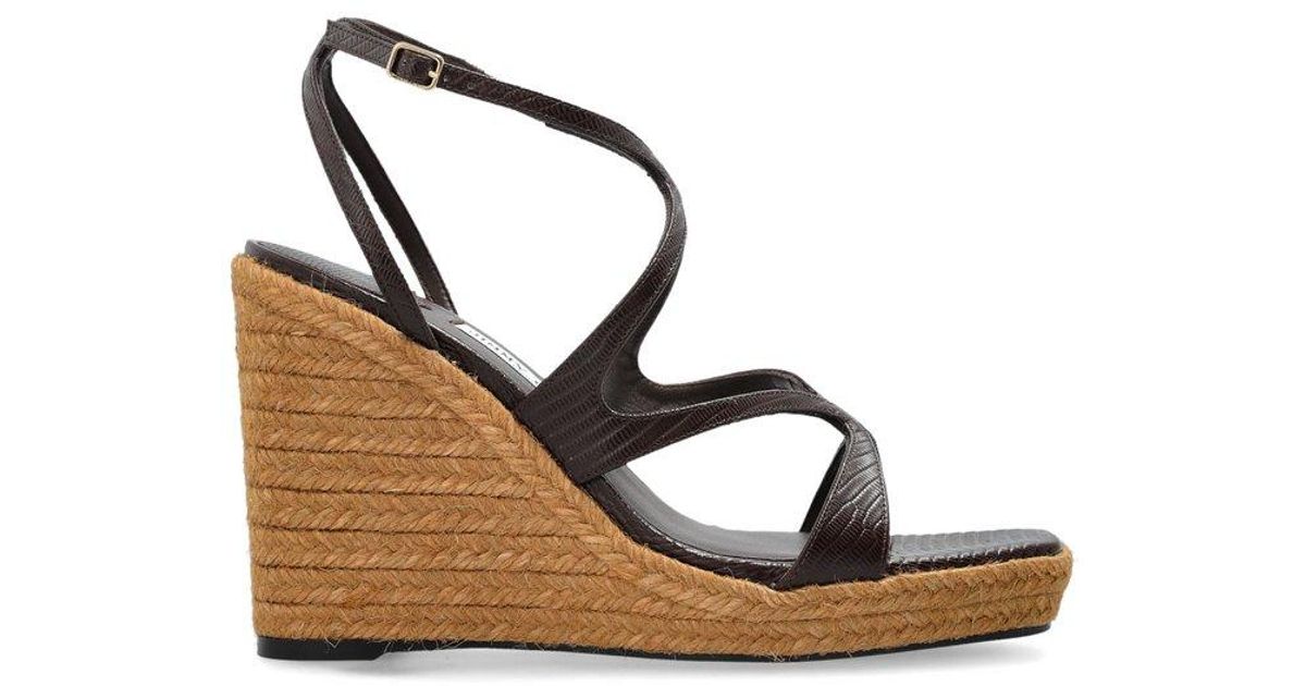 Jimmy Choo Ayla 110 Wedged Sandals in Brown | Lyst