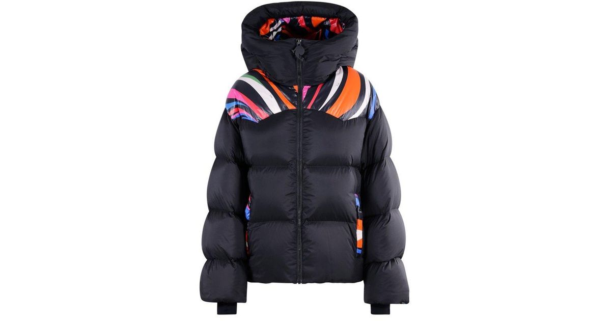 Emilio Pucci Onde-Panelled Zipped Hooded Puffer Jacket in Blue | Lyst