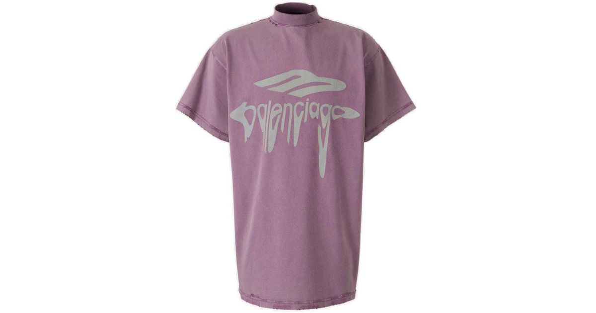 Balenciaga 3B Liquefied Distressed Oversized T-Shirt in Purple for Men ...
