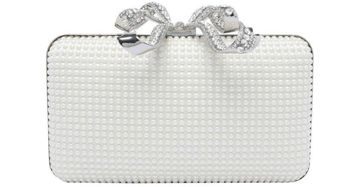 Self-Portrait Embellished Box Clutch Bag in White | Lyst
