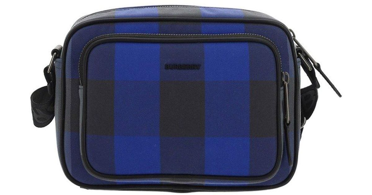 Burberry Check Pattern Logo Plaque Belt Bag in Blue for Men | Lyst