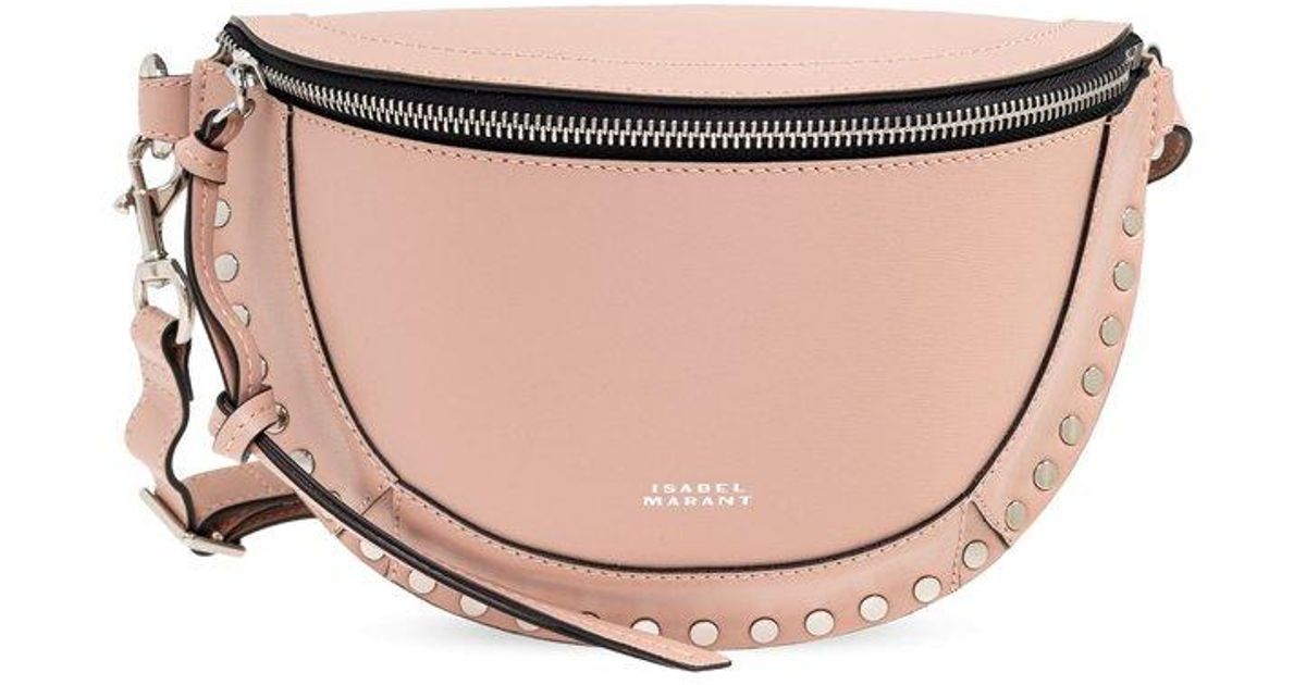 Isabel Marant Skano Studded Logo Stamp Shoulder Bag in Pink | Lyst
