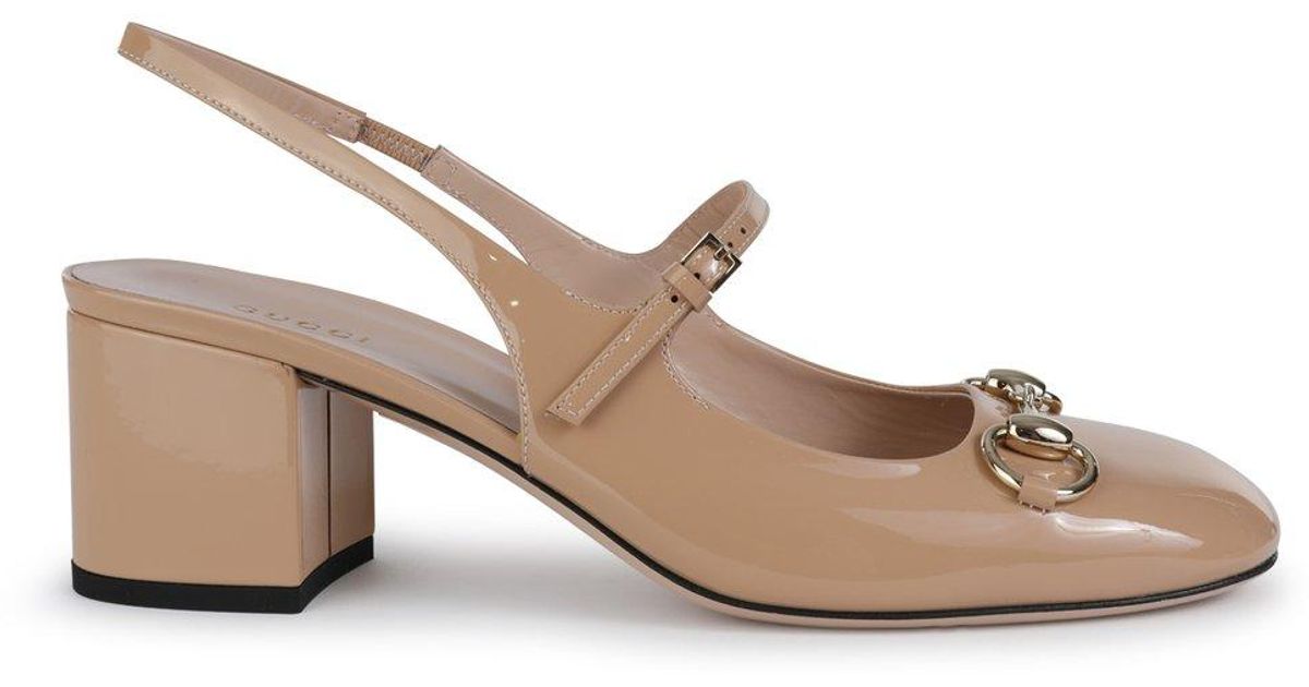 Gucci Horsebit Slingback Pumps in Brown | Lyst