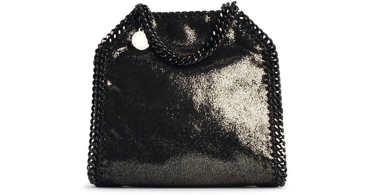 Stella McCartney Falabella Metallic Effect Mini Tote Bag in Black | Lyst