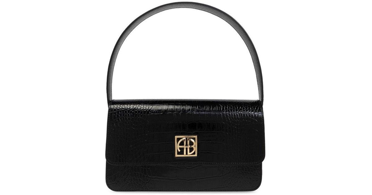 Anine Bing Embossed Shoulder Bag in Black | Lyst