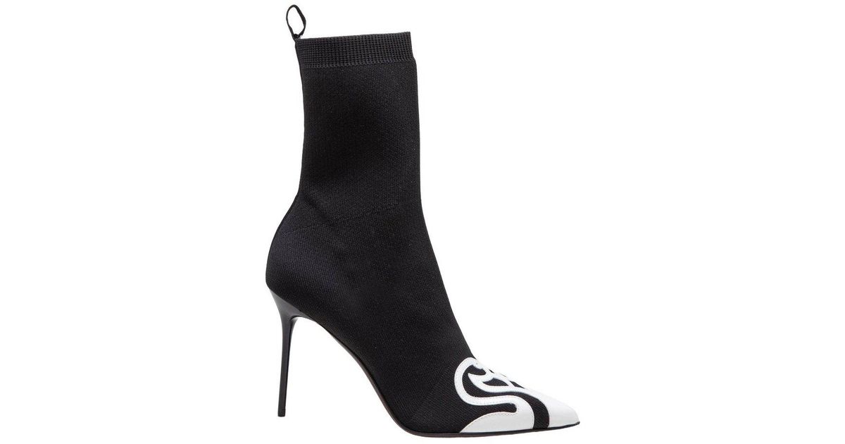 Balmain Sock Style Stretched Ankle Boots in Black | Lyst