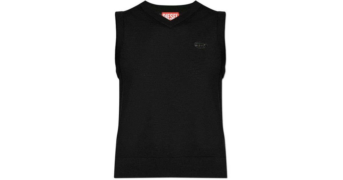 DIESEL M-Aligea V-Neck Knitted Vest in Black | Lyst