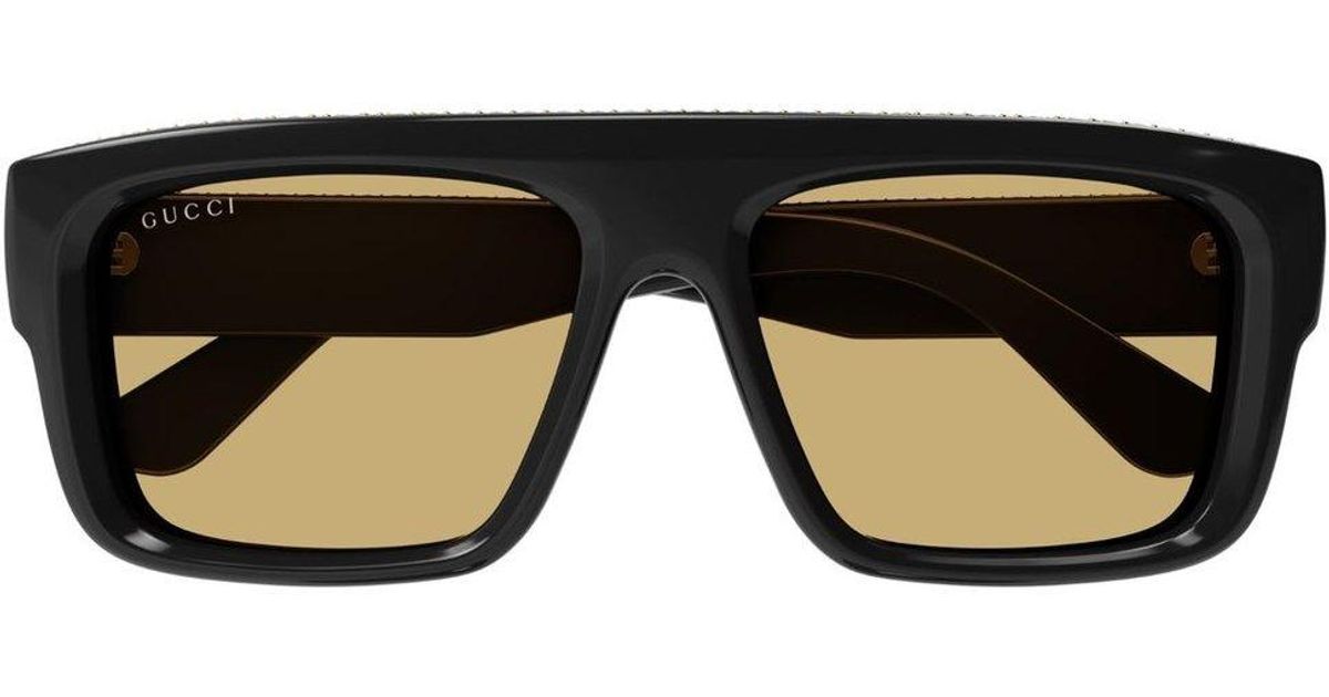 Gucci Square Frame Sunglasses in Black for Men | Lyst