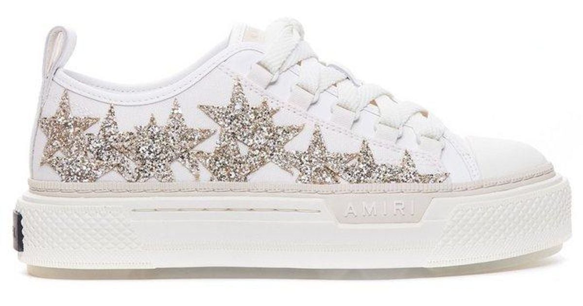 Amiri Embellished Round Toe Sneakers in White | Lyst