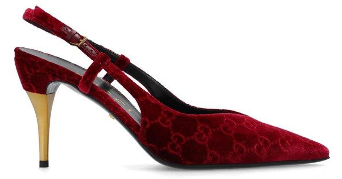 Gucci Velvet Pumps in Red | Lyst
