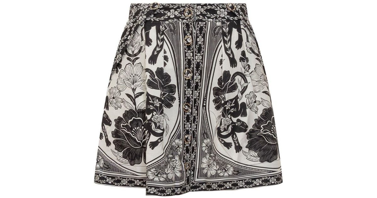 FARM Rio Flower Skirt in Gray | Lyst