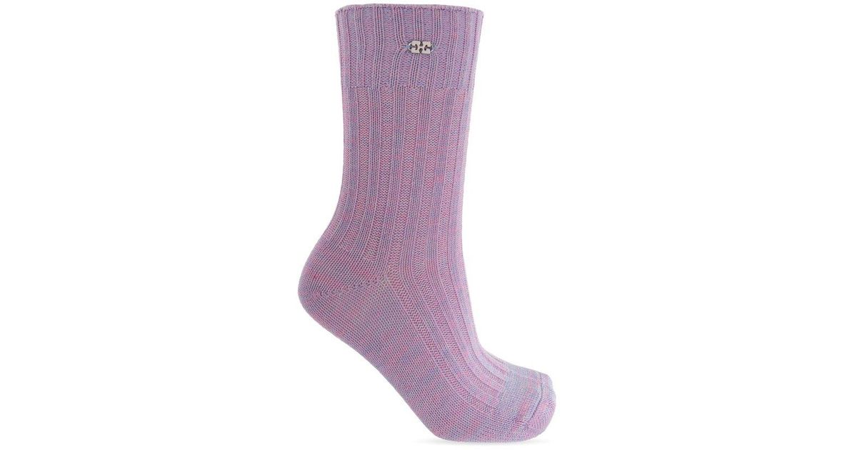 Ganni Socks With Logo in Purple | Lyst UK