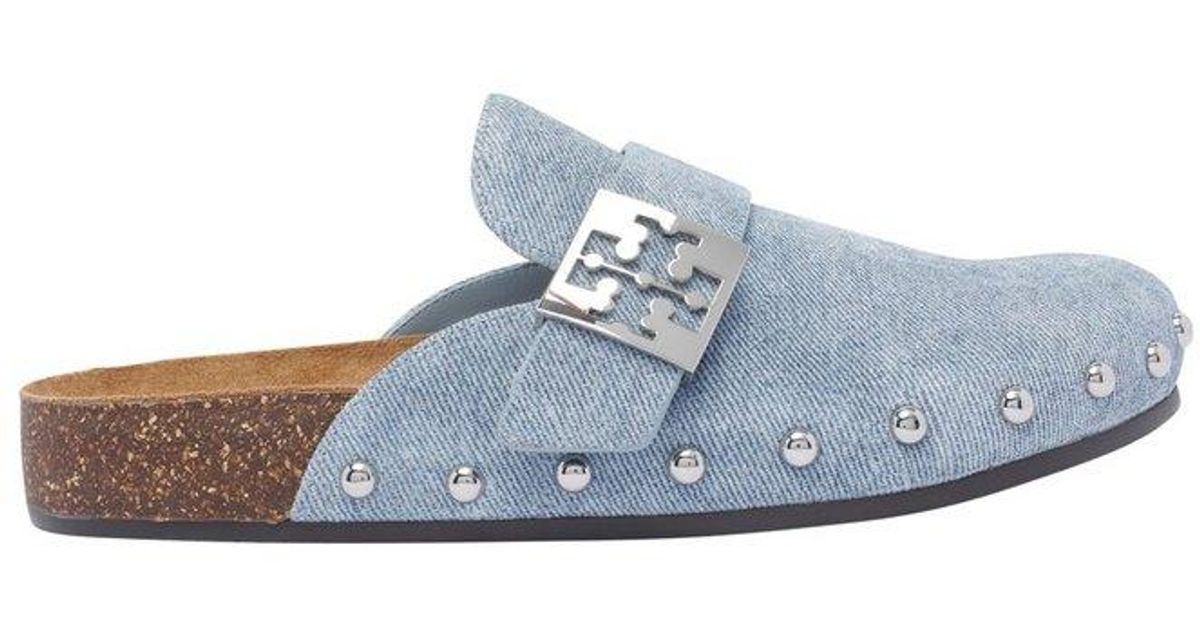 Tory Burch Mellow Studded Suede Clogs in White | Lyst