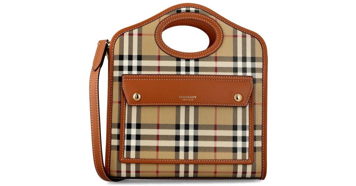 Burberry Mini Pocket Tote in Brown | Lyst