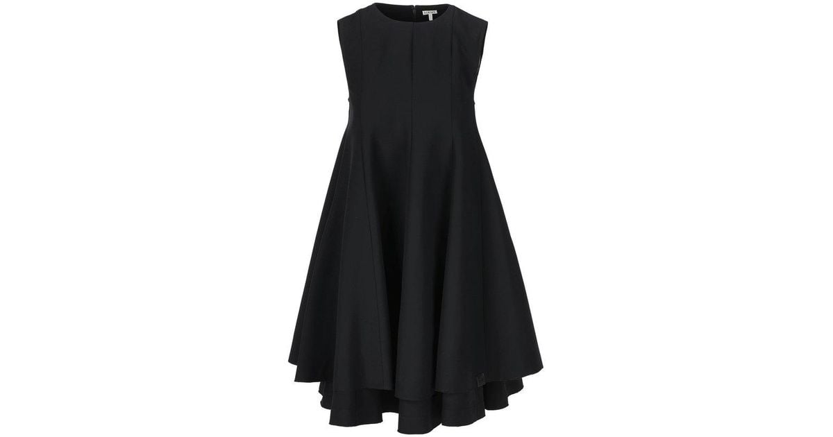 Loewe Silk And Wool Mini Dress in Black | Lyst