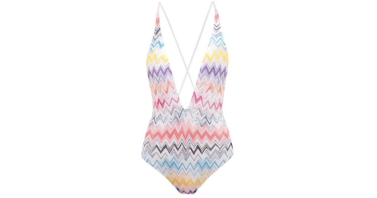 Missoni V-neck High Leg Swimwear in White | Lyst Missoni V-neck High Leg Swimwear in White | Lyst