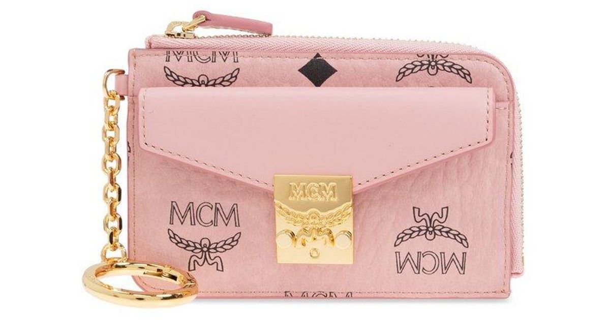 MCM Keychain Embellished Wallet in Pink | Lyst