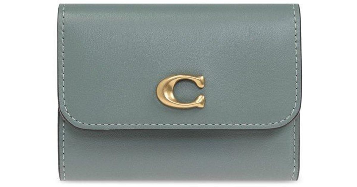 COACH Leather Wallet in Gray | Lyst