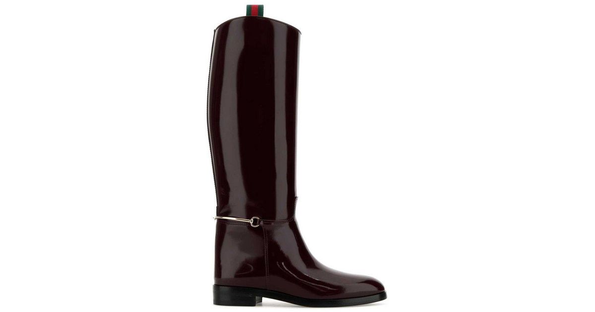 Gucci Slim Horsebit Boots in Red | Lyst
