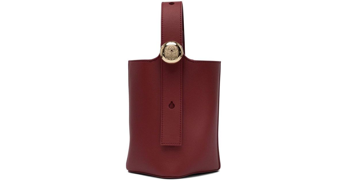 Loewe Pebble Mini Bucket Bag in Red | Lyst