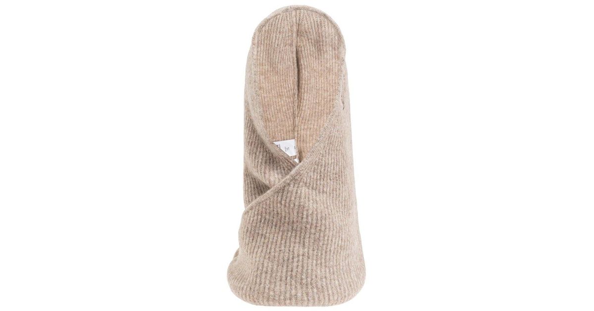 Ganni Wool Hood With Tie in Natural | Lyst
