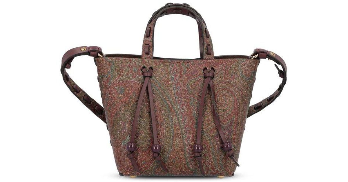 Etro Paisley-Print Mini Tote Bag in Brown | Lyst