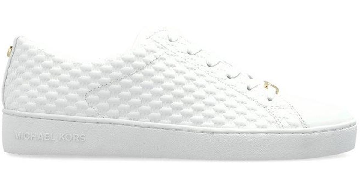 MICHAEL Michael Kors Keaton Logo Debossed Lace-Up Sneakers in White | Lyst