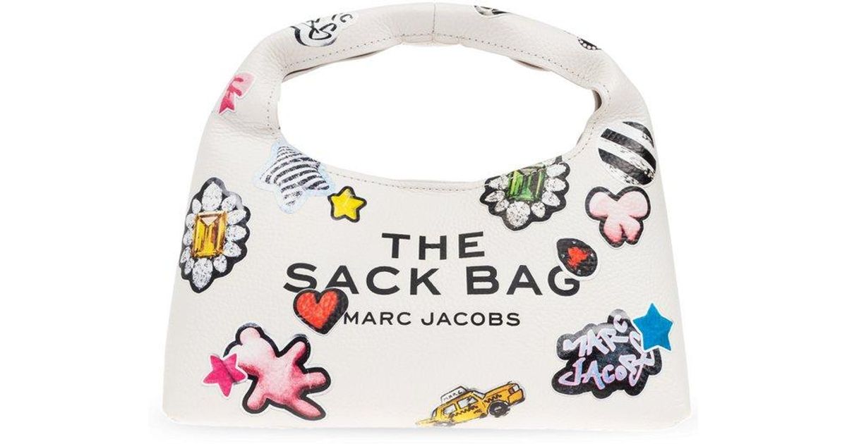 Marc Jacobs The Sticker Top Handle Mini Sack Bag in White | Lyst