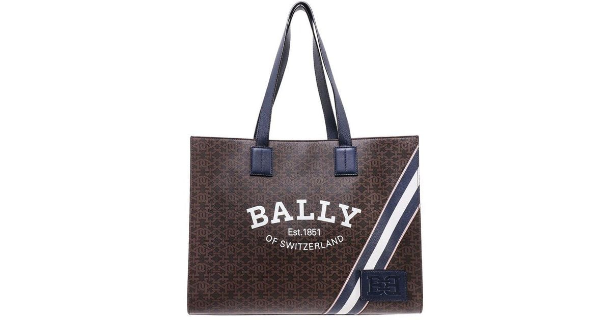 Bally Logo Printed Tote Bag in Brown | Lyst Canada