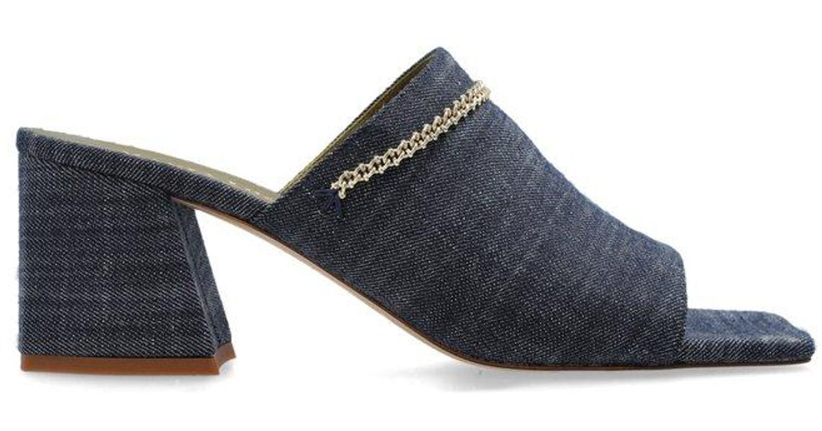 MARIA LUCA Chain Accent Block Heel Sandals in Blue | Lyst UK