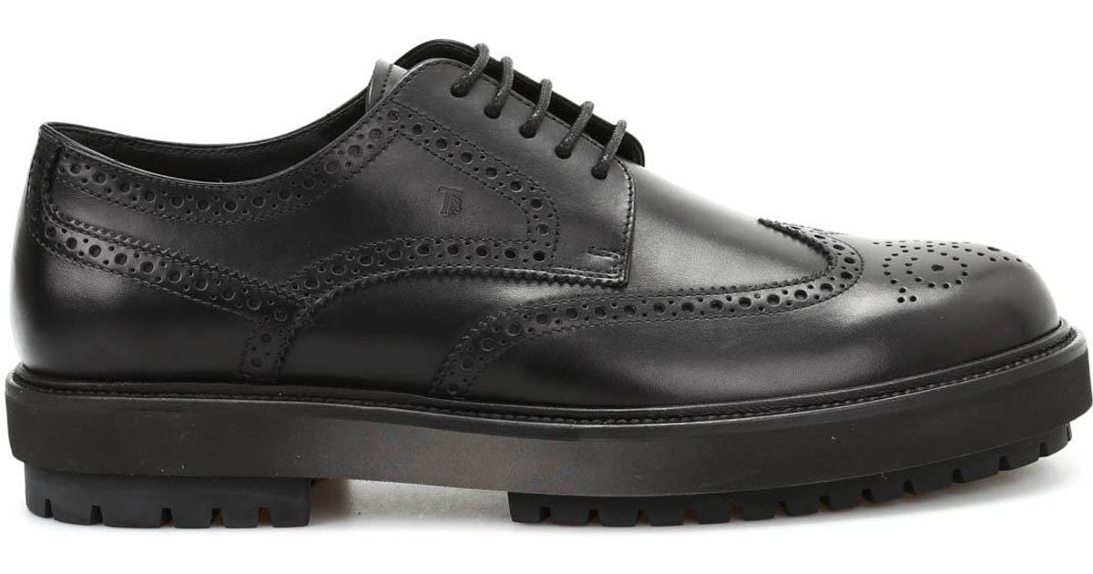 Tod's Chunky Sole Leather Brogues in Black for Men - Lyst