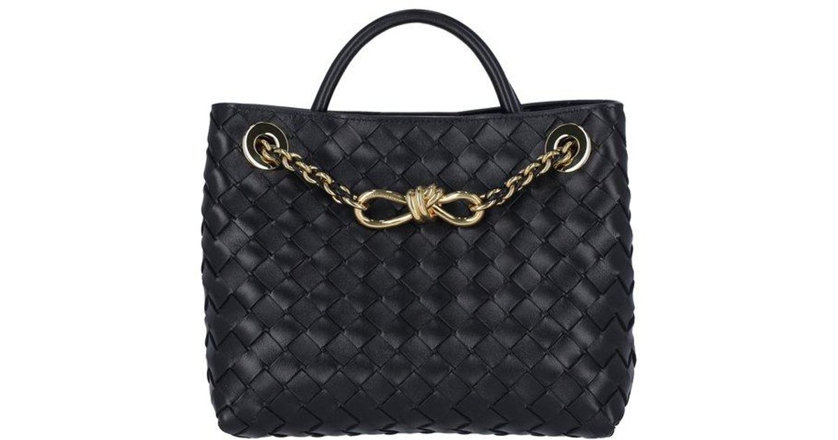 Bottega Veneta Andiamo Chain Small Leather Tote Bag in Black | Lyst