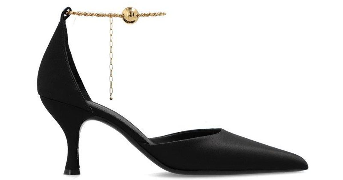 Ferragamo Ankle Chain Pumps in Black | Lyst