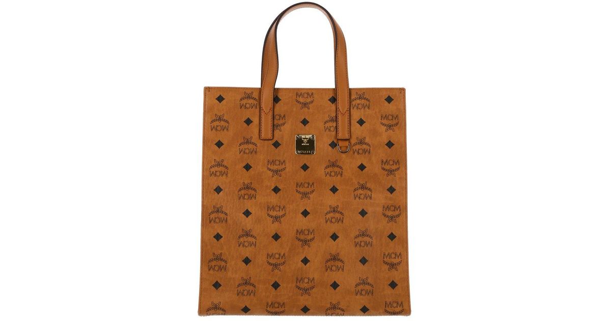MCM Leather Portuna Medium Tote Bag in Brown | Lyst Canada