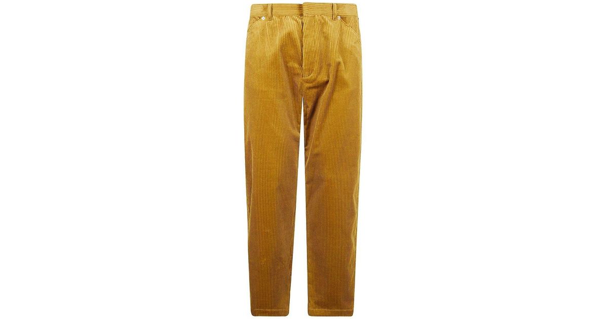 Prada Triangle-Logo Tapered-Leg Trousers in Yellow for Men | Lyst UK