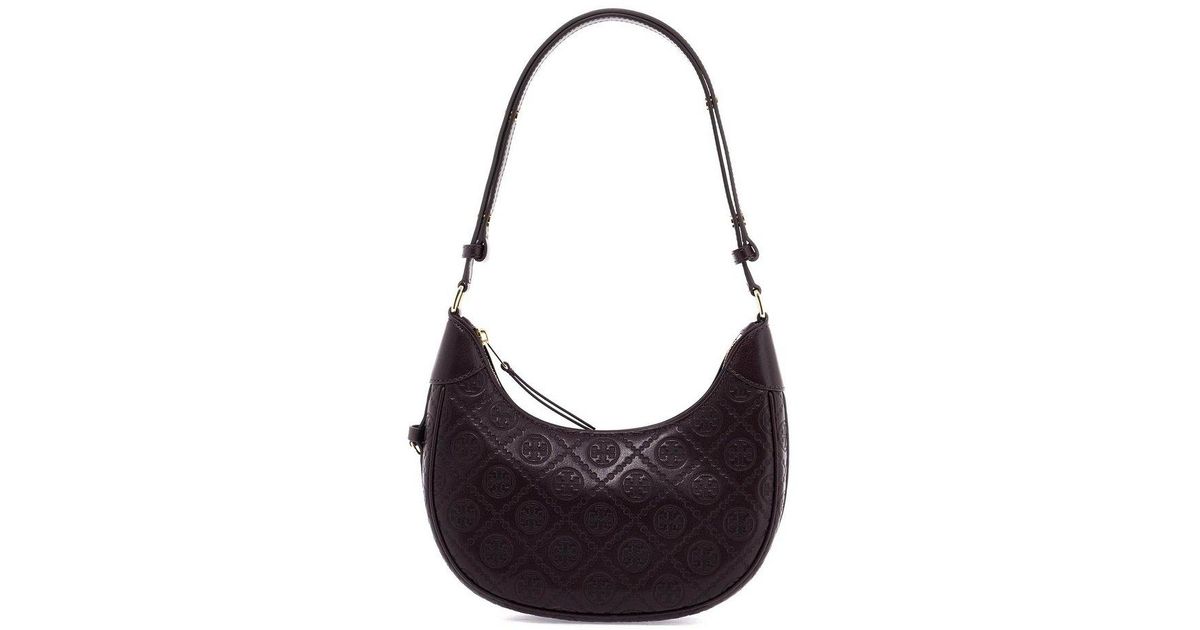 Tory Burch T Monogram Crescent Bag in Brown | Lyst