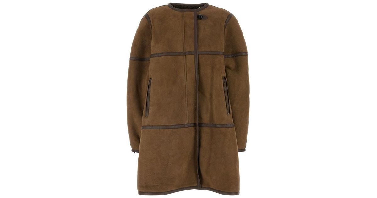 Isabel Marant Adael Shearling Coat in Brown | Lyst