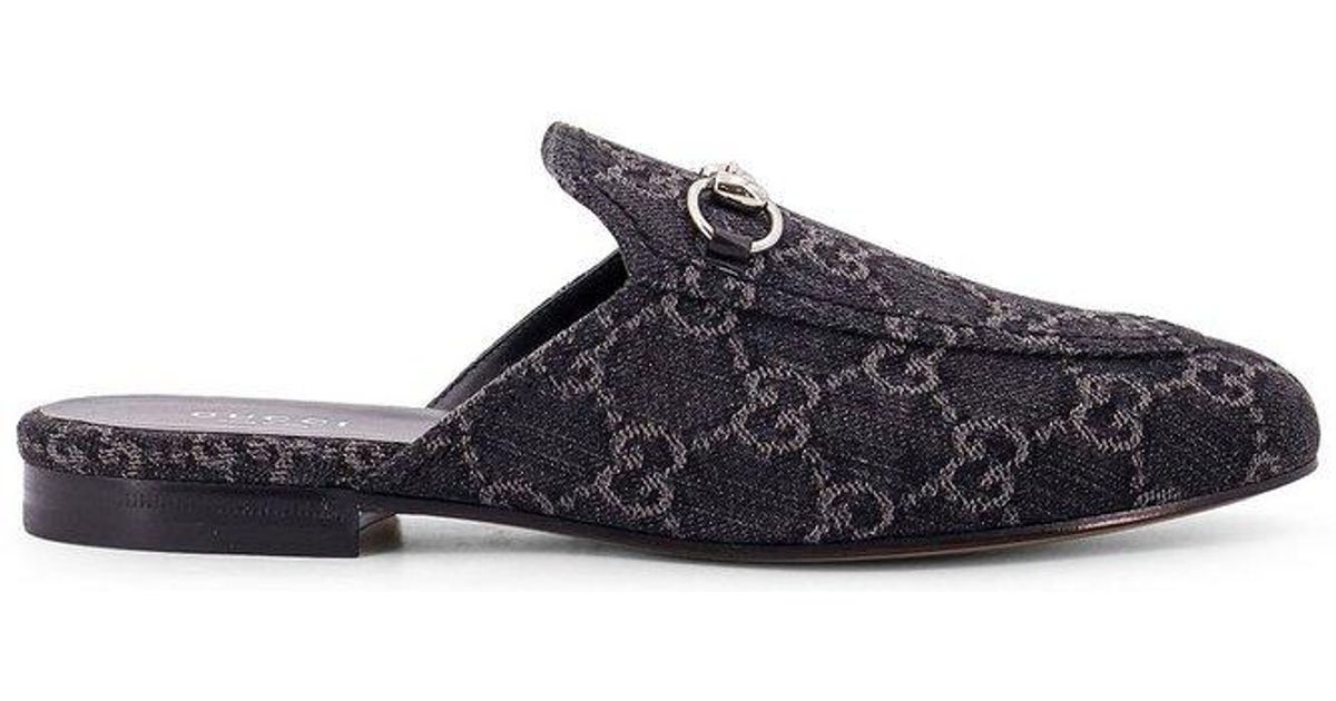 Gucci Monogrammed Slip-on Mules in Black | Lyst