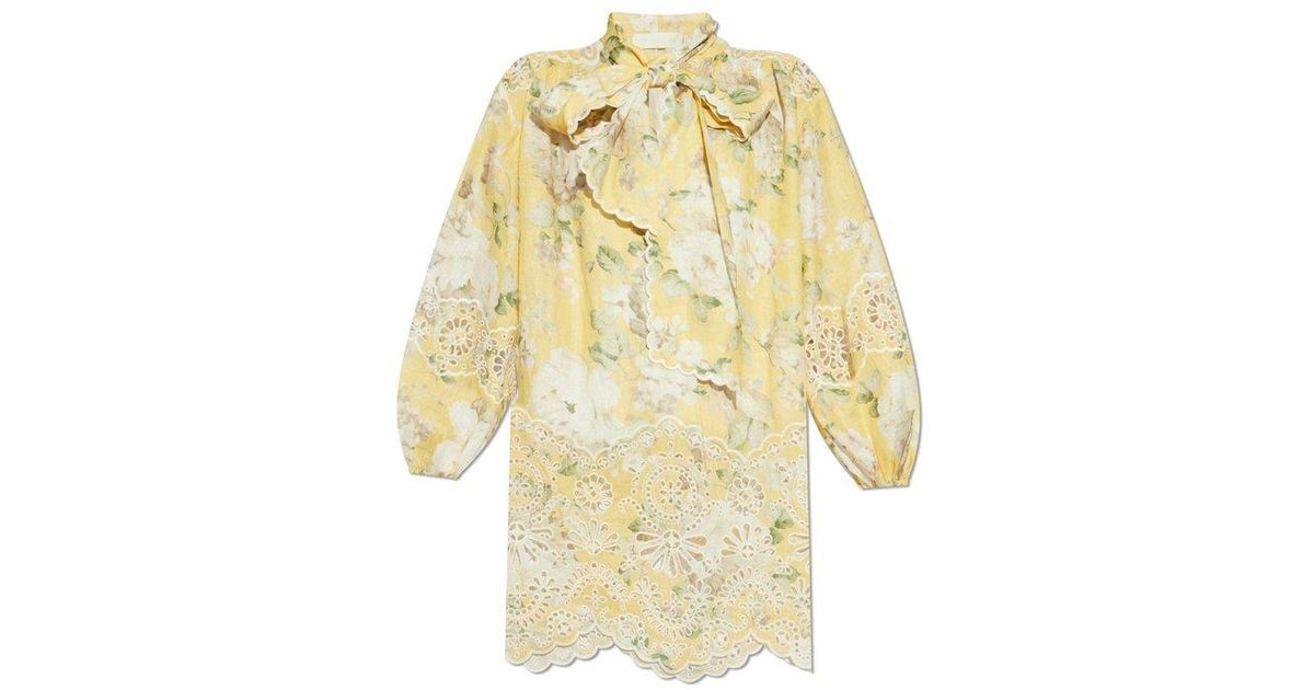 Zimmermann Dress With Floral Pattern in Yellow | Lyst