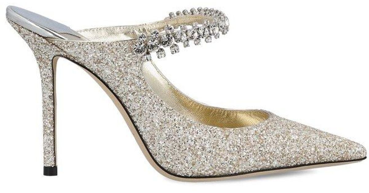 Jimmy Choo 100 Embellished Bing Mules in White | Lyst