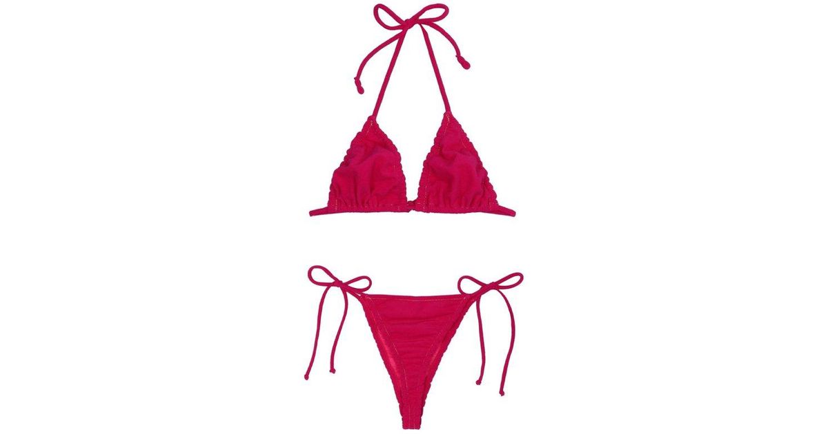 Reina Olga Concetta Triangle Bikini Set In Pink Lyst Uk