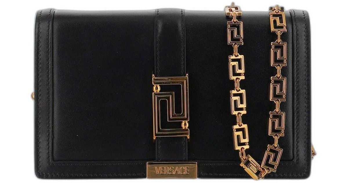 Versace Greca Goddess Shoulder Bag in Black | Lyst Canada