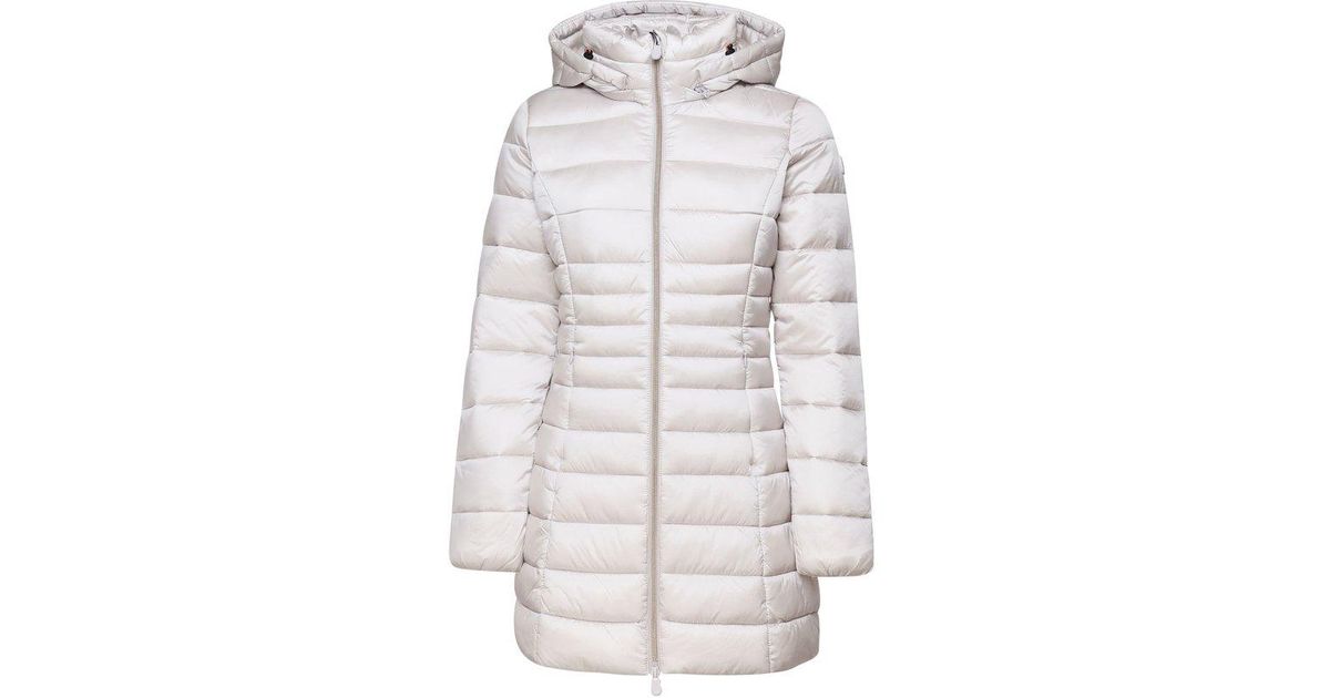 Save The Duck Reese Hooded Puffer Coat in White | Lyst