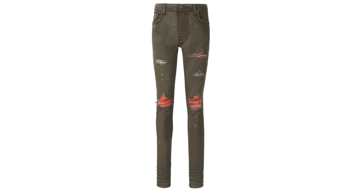 Amiri Distressed Slim Fit Jeans in Gray for Men | Lyst Amiri Distressed Slim Fit Jeans in Gray for Men | Lyst