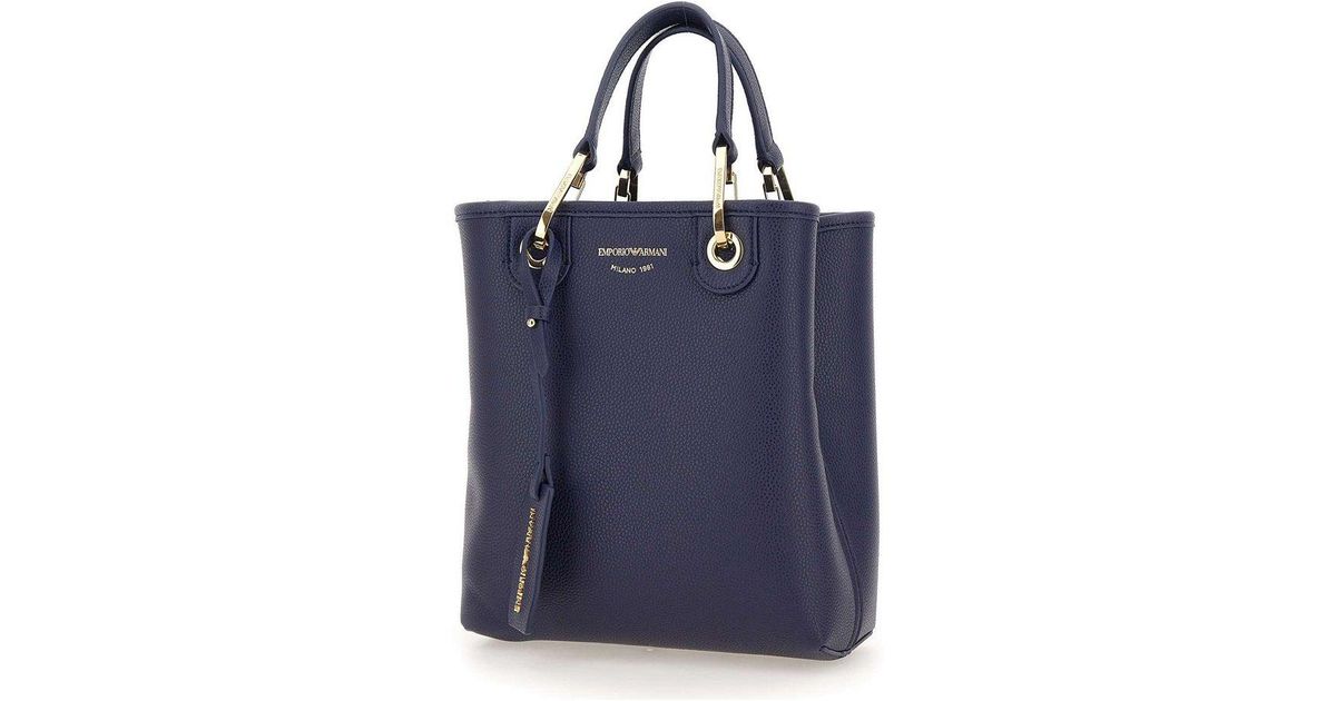 Emporio Armani Myea Logo Printed Tote Bag in Blue | Lyst