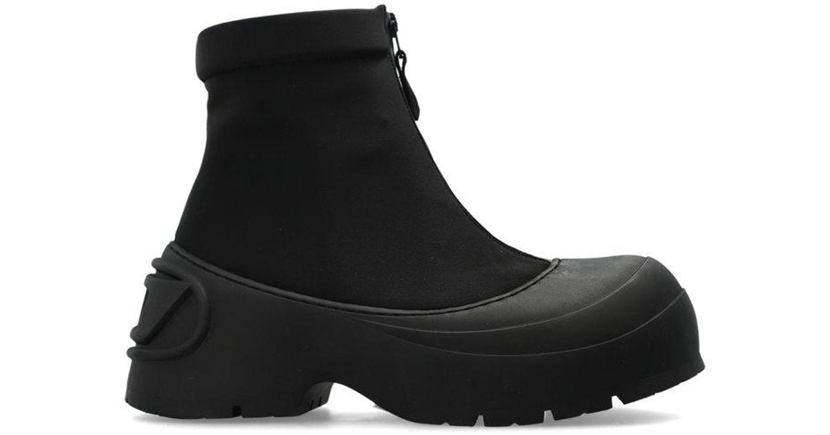 DIESEL Platform Ankle Boots 'D-Donald Ch' in Black for Men | Lyst
