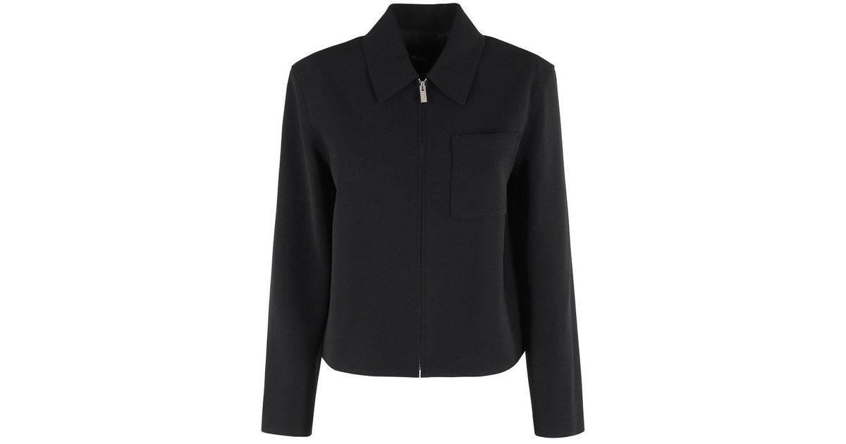 Theory Zip-Up Cropped Jacket in Black | Lyst